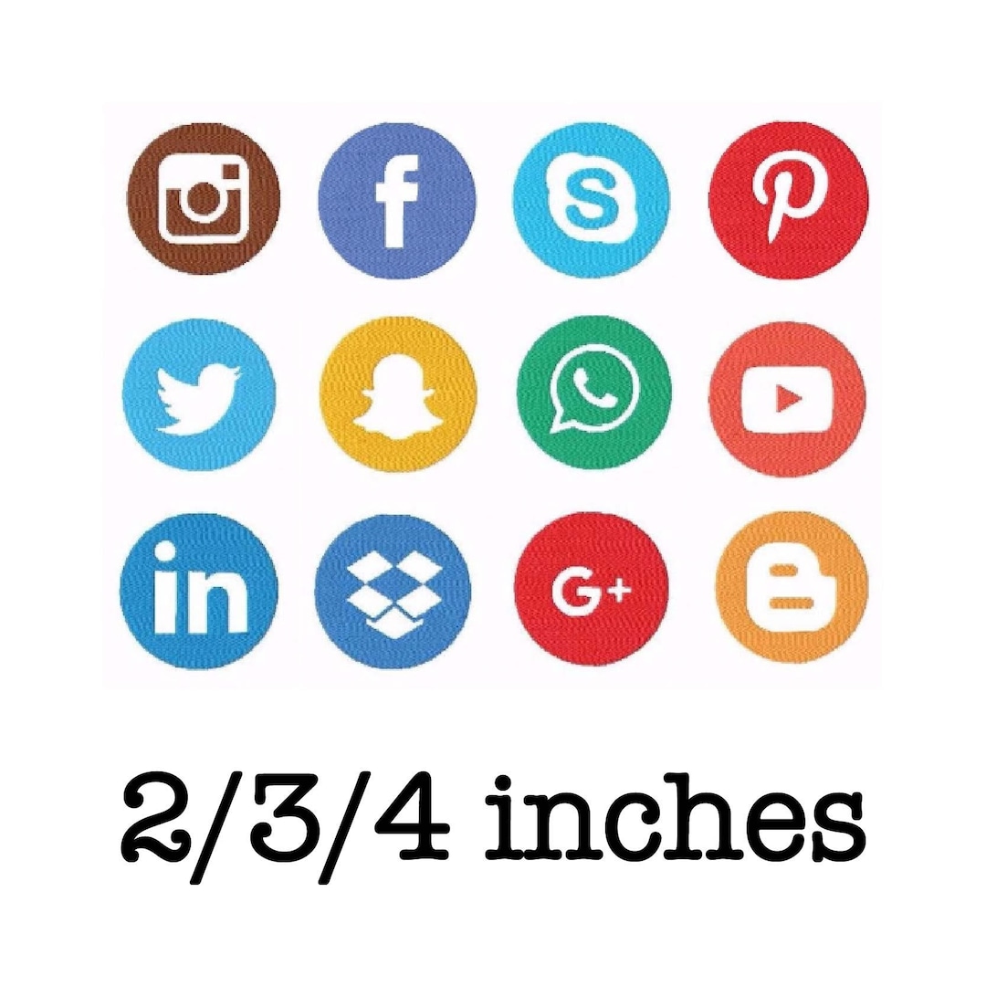 Social Media Icons SINGLE COLOUR Pack Machine Embroidery Design 2/3/4 ...