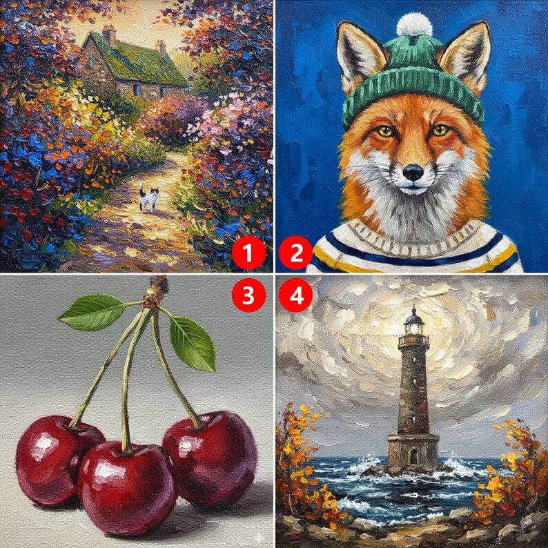 Mini Highland Cow Framed Oil Painting: 4x4 Inch Whimsical Farm Animal ...