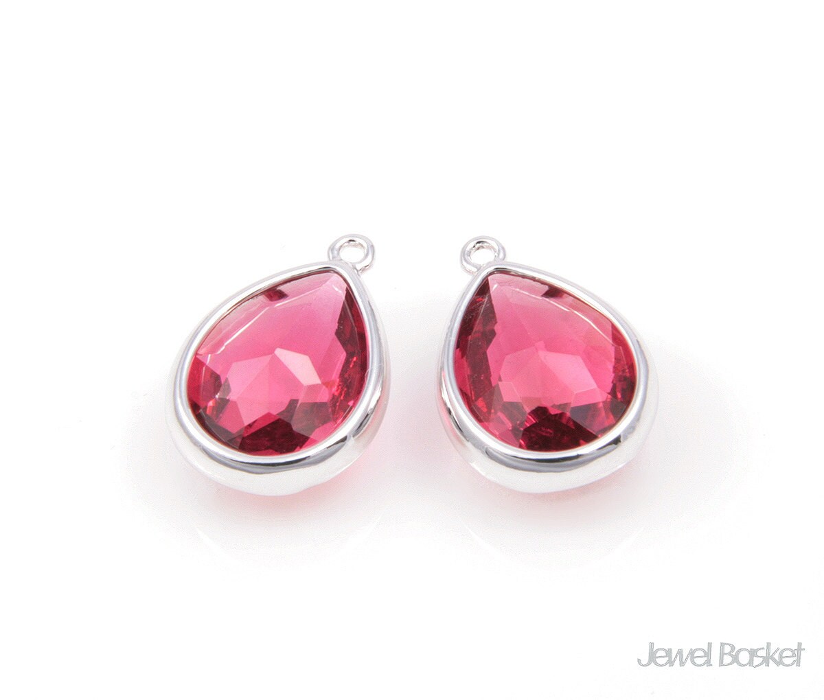 Ruby Color Glass and Silver Framed Teardrop Pendent / 10.5mm X | Etsy