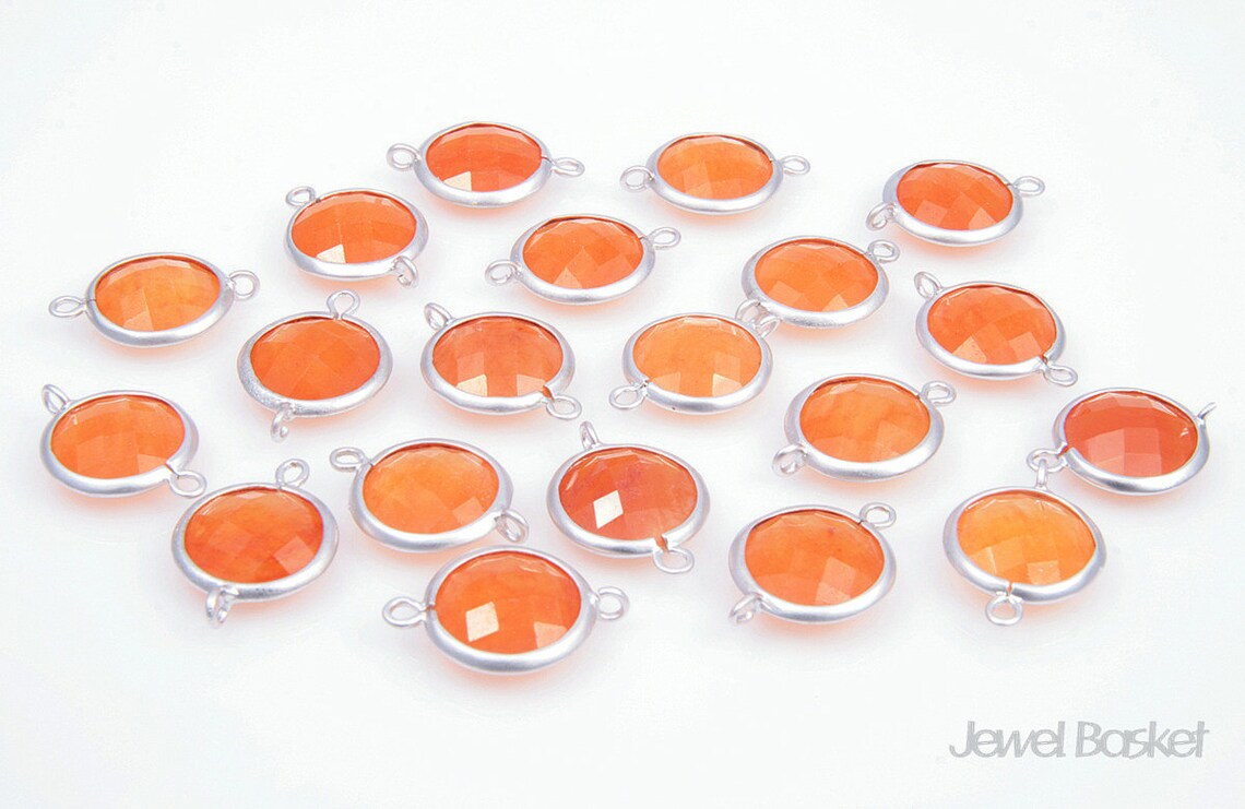 Orange Color and Matted Silver Framed Round Connector for - Etsy