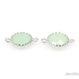 Light Mint Color and Silver Framed Glass Round Connector - 2pcs Light ...