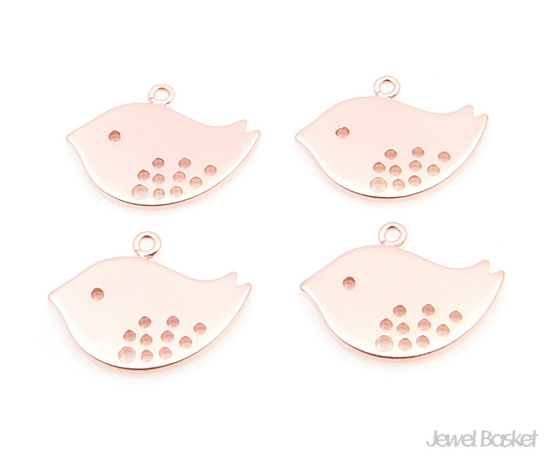 4pcs - BMRG029-P / Cute Bird Pendent in Matte Rose Gold / 13mm X 17mm ...
