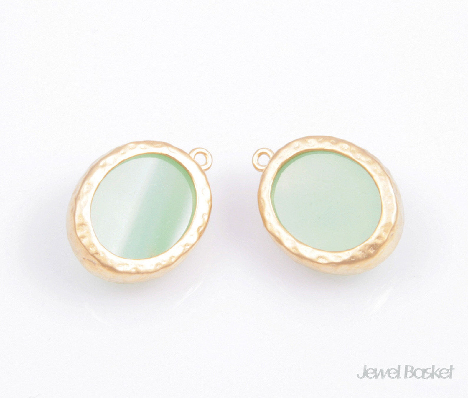 Light Mint Color Matte Gold Framed Glass Oval Pendent 2pcs | Etsy