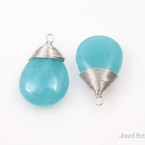 Mint Color Jade and Silver Framed Pendant - 2pcs Mint Jade Pendant ...