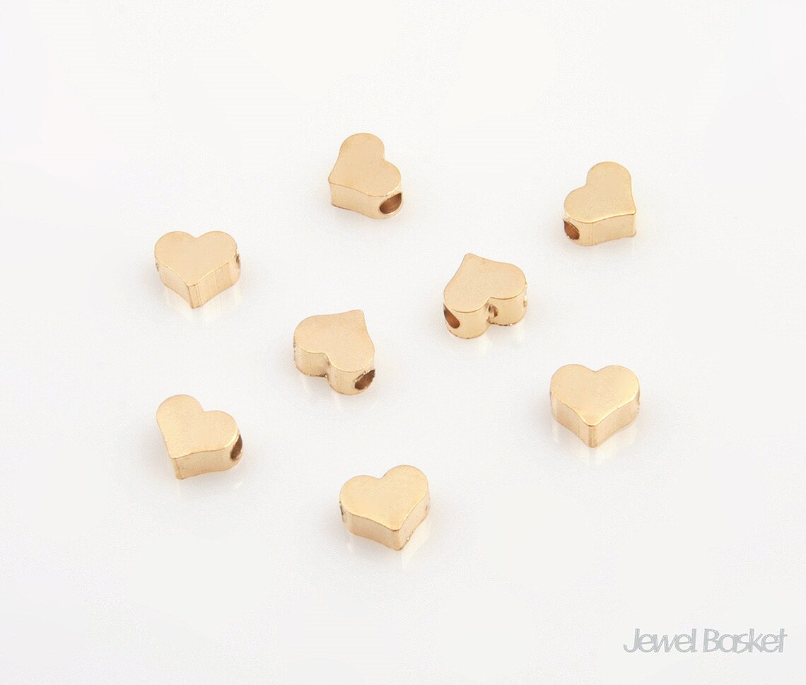 Metallic Heart Bead Matte Gold Small Heart / 4.5mm X 5mm / - Etsy