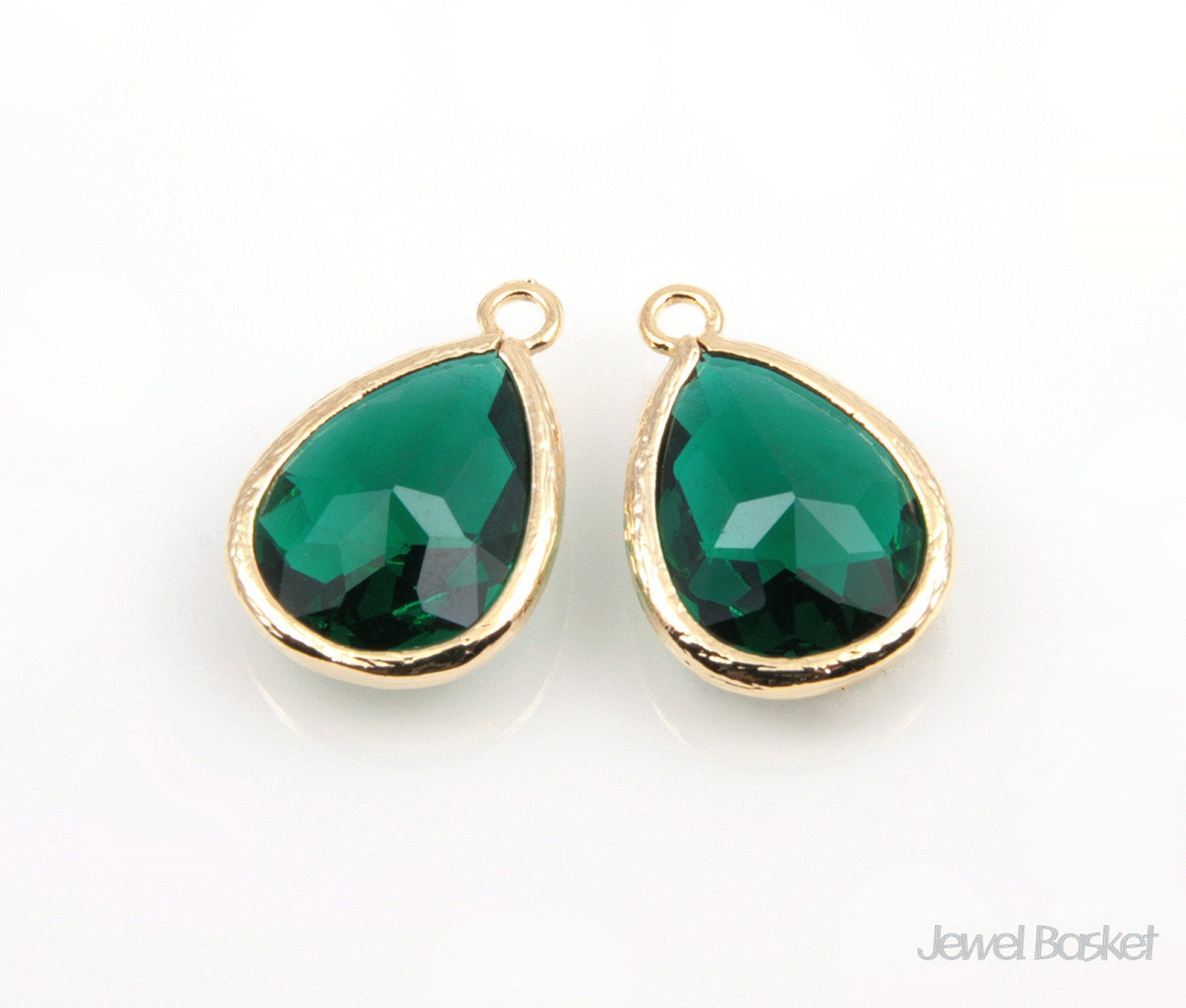 2pcs Emerald Glass and Rose Gold Framed Glass Teardrop | Etsy