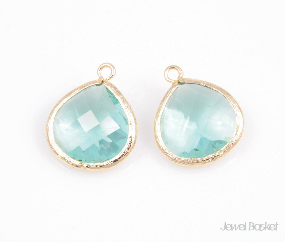 2pcs - Erinite Color and Gold Framed Glass Pendent / Erinite / Green ...