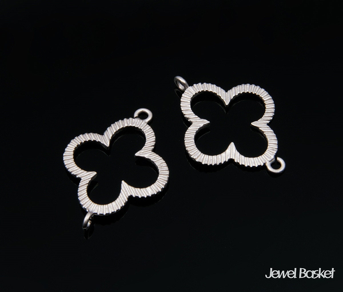 Clover Connector in Matte Rhodium 2pcs Clover Jewelry - Etsy