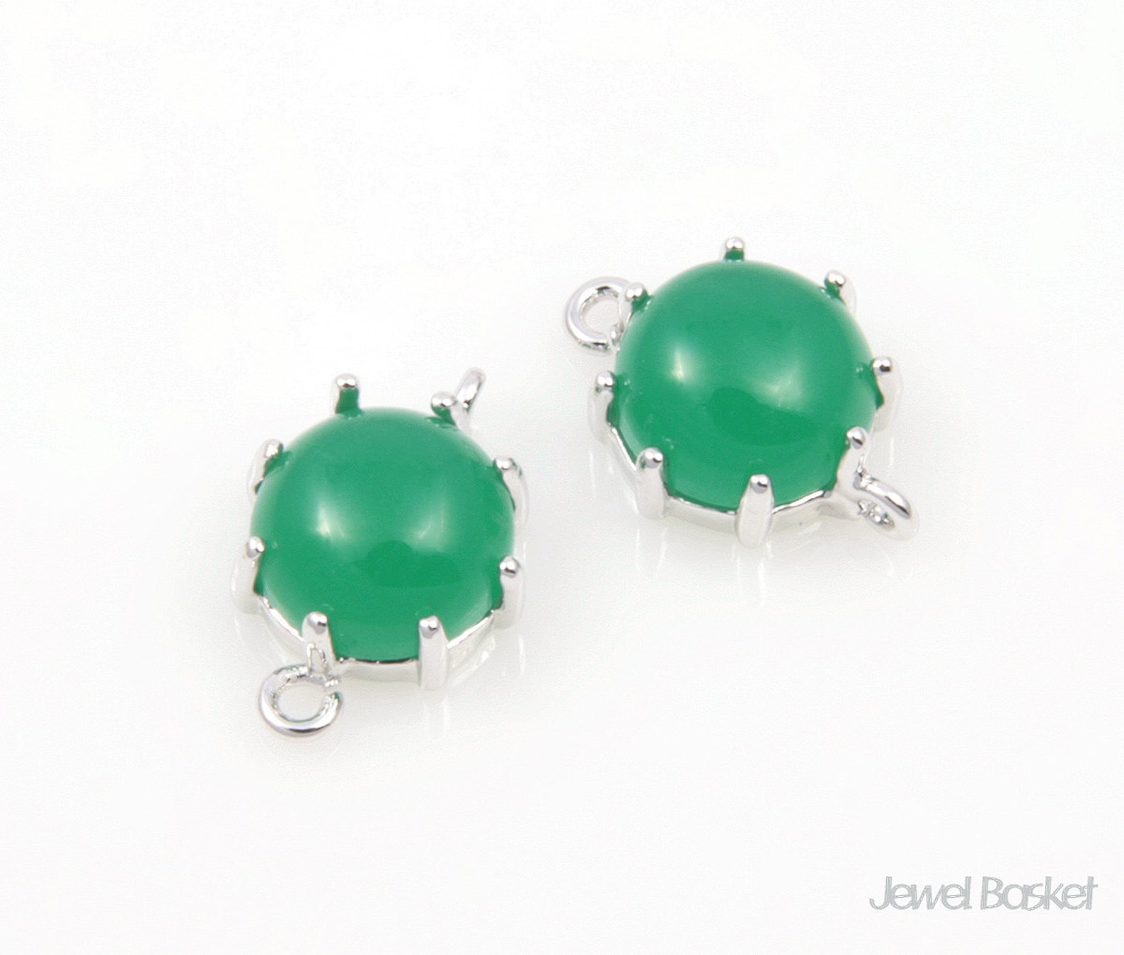 2pcs Green Color and Gold Framed Round Connector / Green / | Etsy