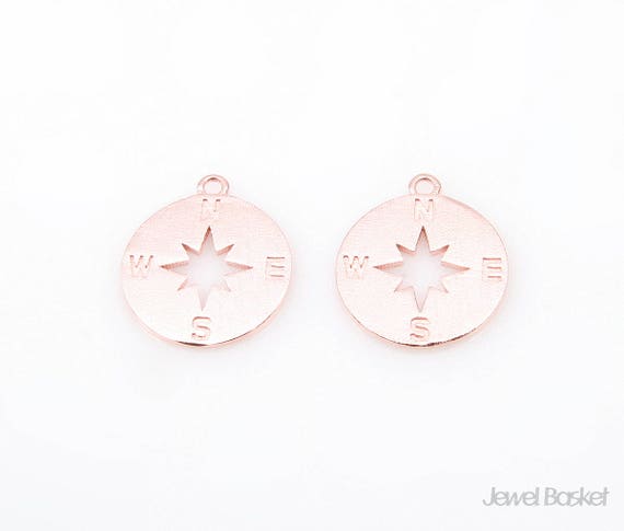 Compass Bearing in Matte Rose Gold / 12.0mm x 14.0mm / | Etsy