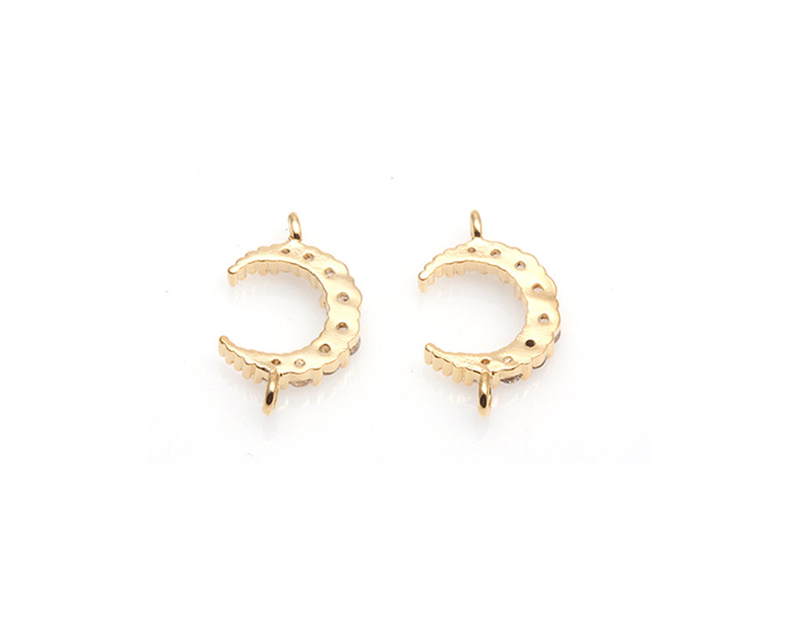 2pcs Crescent Moon Cubic Connector in Polish Gold / Cubic - Etsy