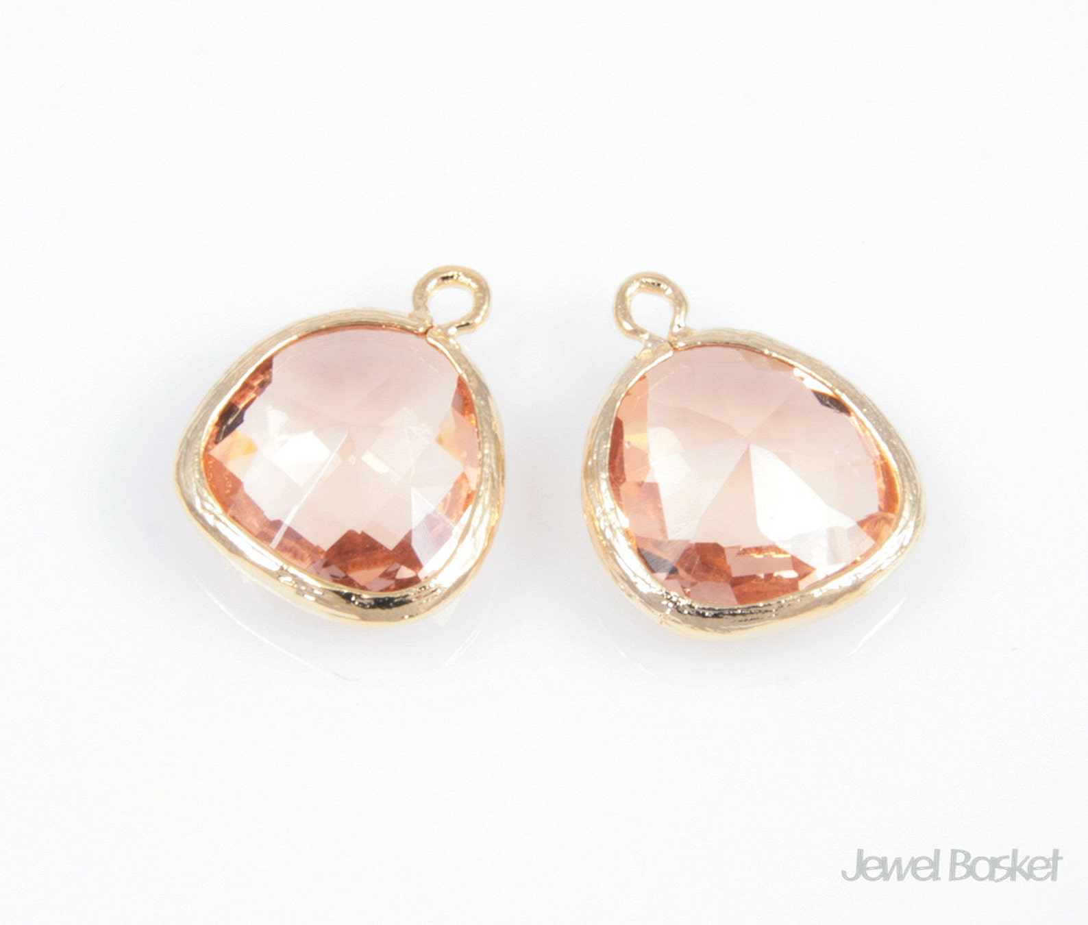 2pcs Light Peach Color and Gold Framed Glass Pendant / Light - Etsy