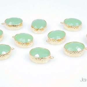 2pcs - Light Mint Color Polished Gold Framed Glass Oval Pendent / Light ...