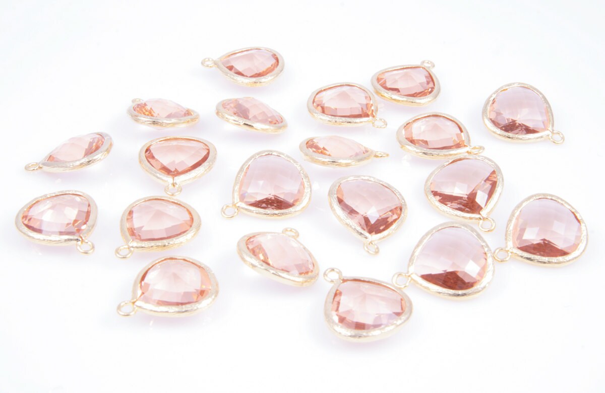 2pcs Light Peach Color and Gold Framed Glass Pendent / light | Etsy