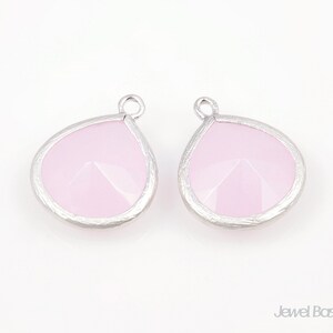 MARKDOWN - Ice Pink Color and Matted Silver Framed Glass Pendent - 2pcs ...