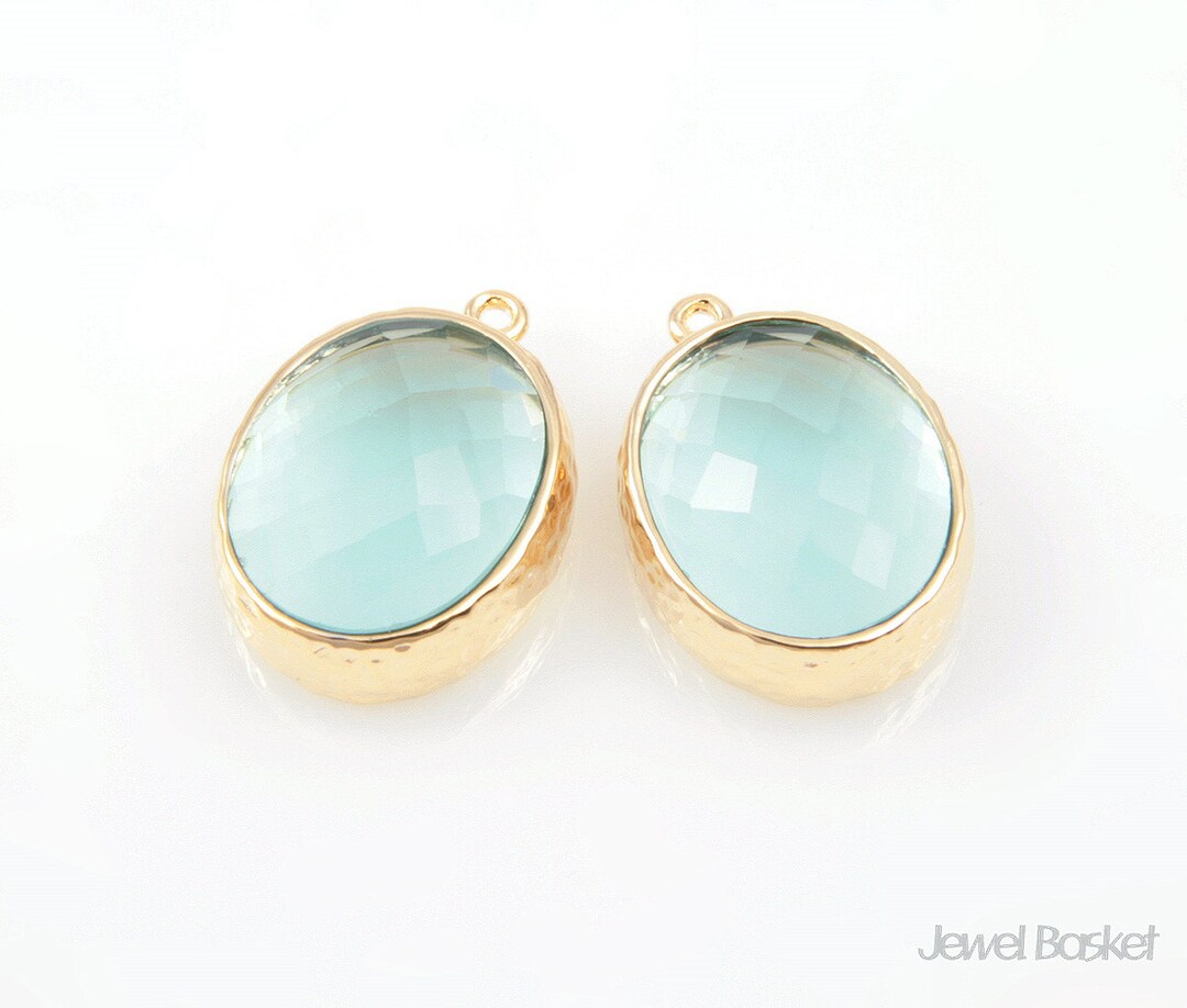 Erinite Color and Gold Framed Glass Oval Pendent - 2pcs Erinite Glass ...