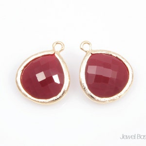 2pcs - Jet Nut Red Color and Gold Framed Glass Pendent / Jet Nut / Red ...