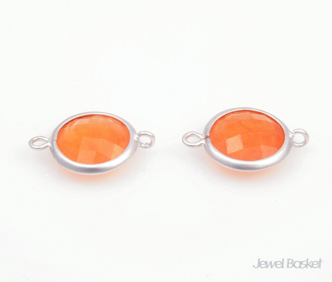 Orange Color and Matted Silver Framed Round Connector for - Etsy