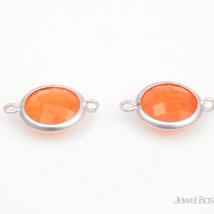 Orange Color and Matted Silver Framed Round Connector for Handmade ...