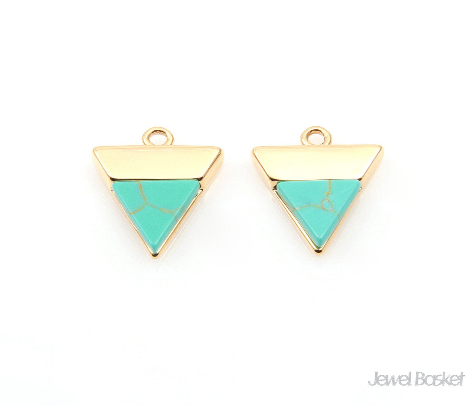 Triangle Turquoise Charm in Gold / Turquoise / 16k Gold Plated - Etsy