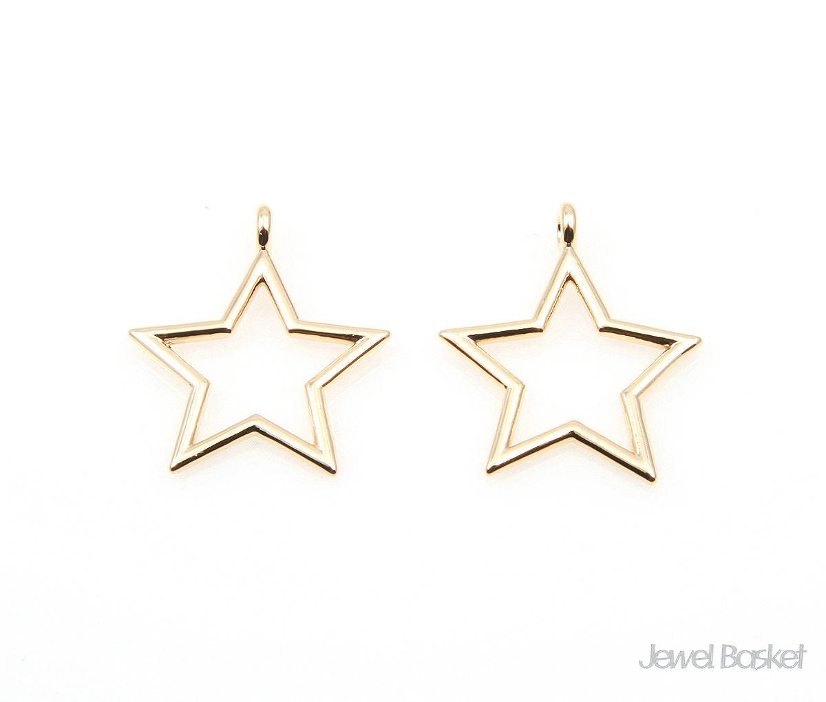 Star Pendant Outline in Gold 2pieces of Star Outline / 16k | Etsy