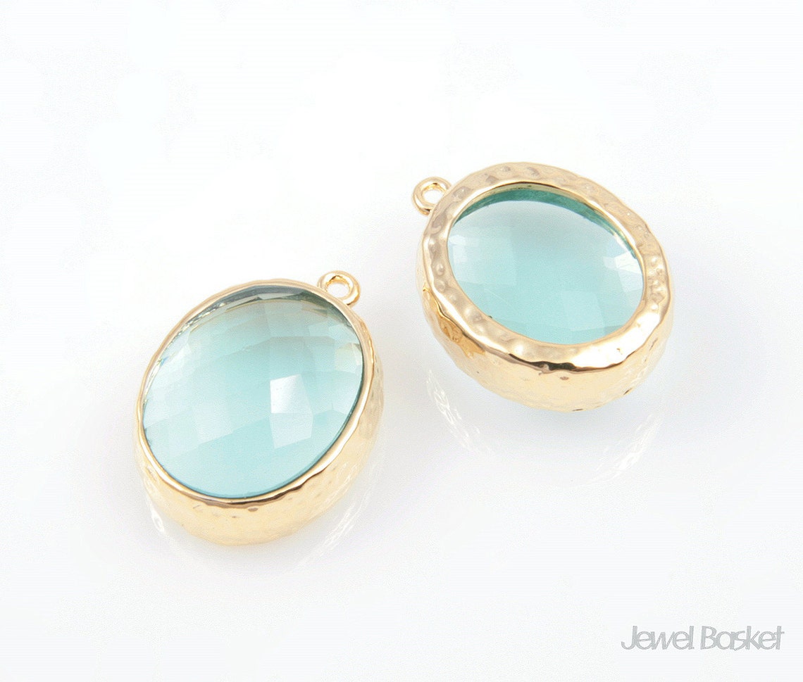 Erinite Color and Gold Framed Glass Oval Pendent - 2pcs Erinite Glass ...