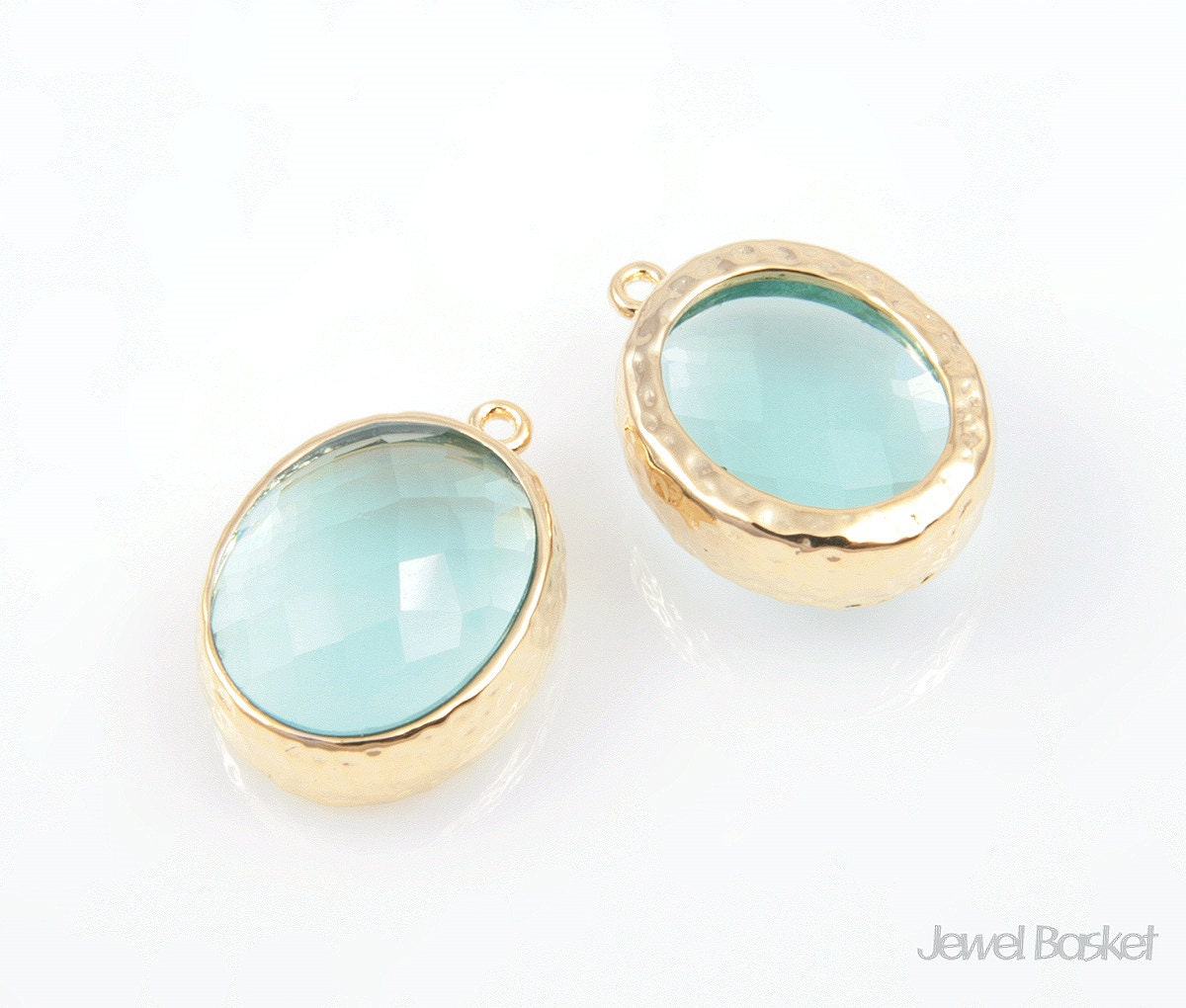 Erinite Color and Gold Framed Glass Oval Pendent - 2pcs Erinite Glass ...