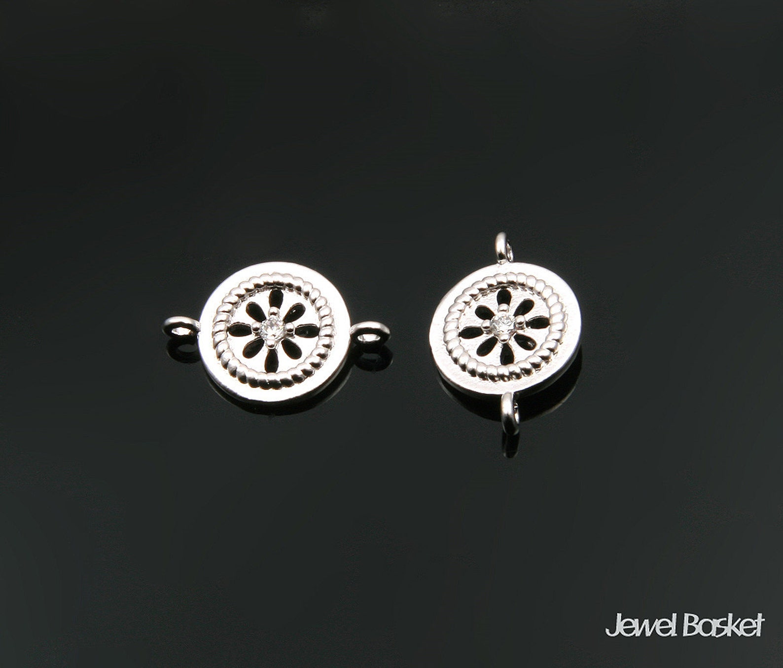 Cubic Button Connector in Matte Rhodium / 8.5mm X 13.7mm / - Etsy