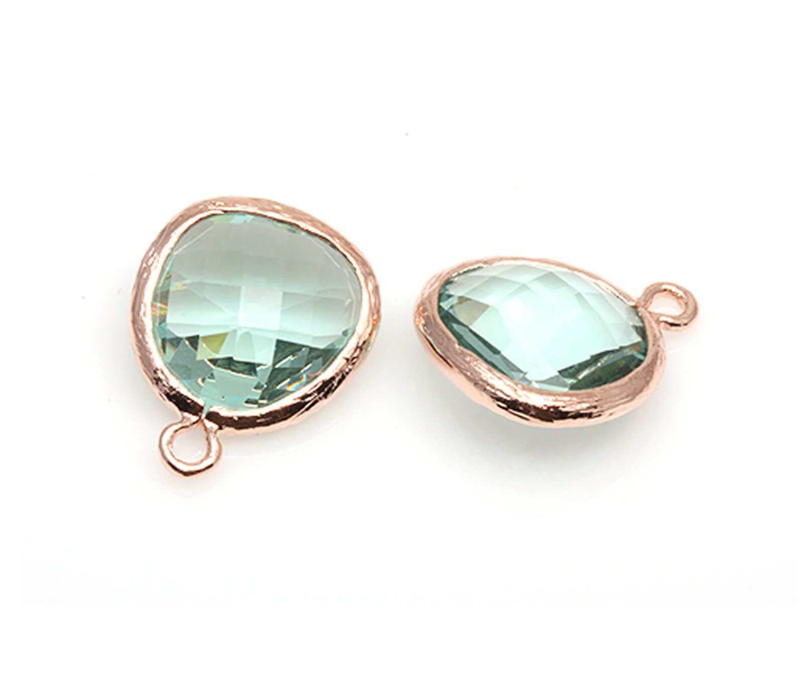 2pcs - Erinite Color and Rose Gold Framed Glass Pendent / Erinite ...