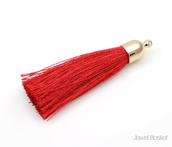 2pcs Red Thread Tassel With Gold Cap Medium / Red / Ruby / | Etsy