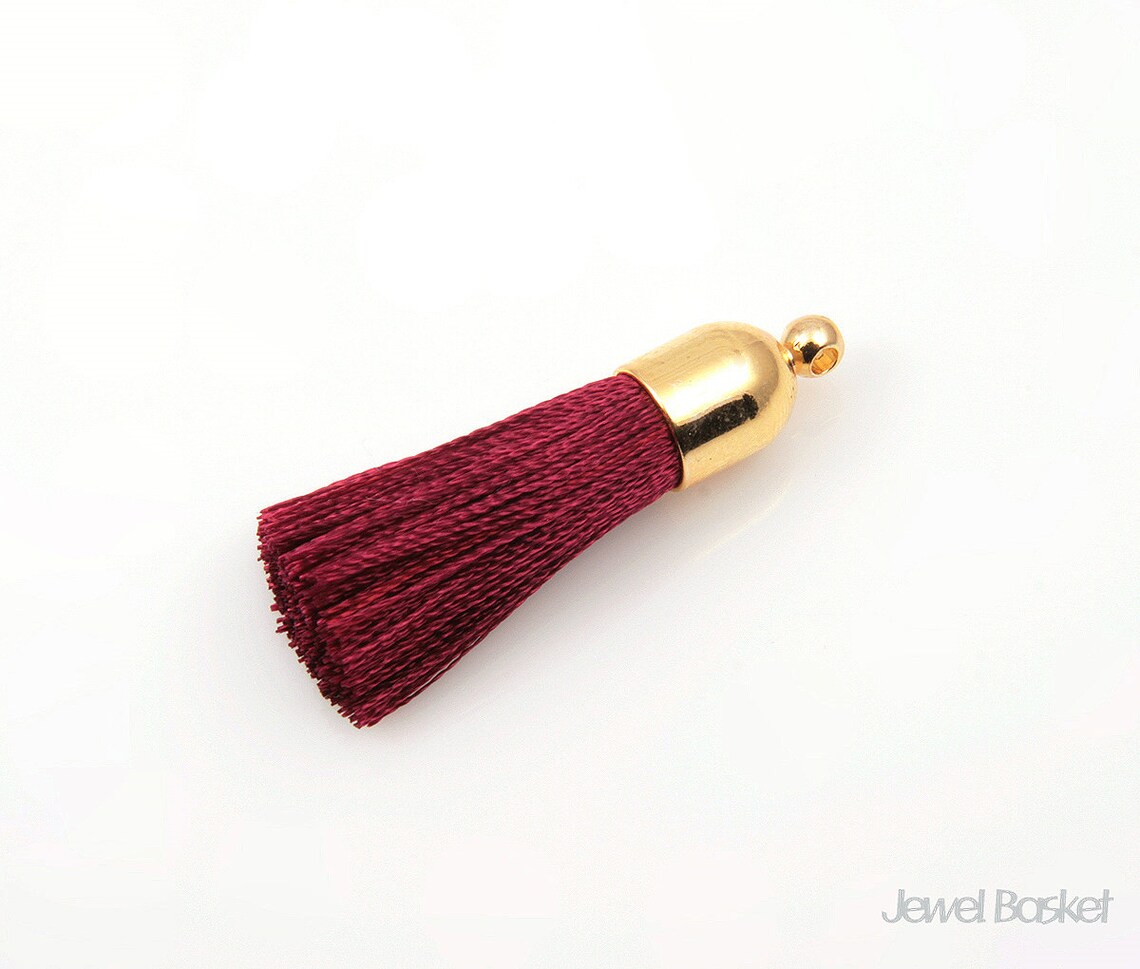 2pcs Burgundy Thread Tassel With Gold Cap Small / Red / - Etsy