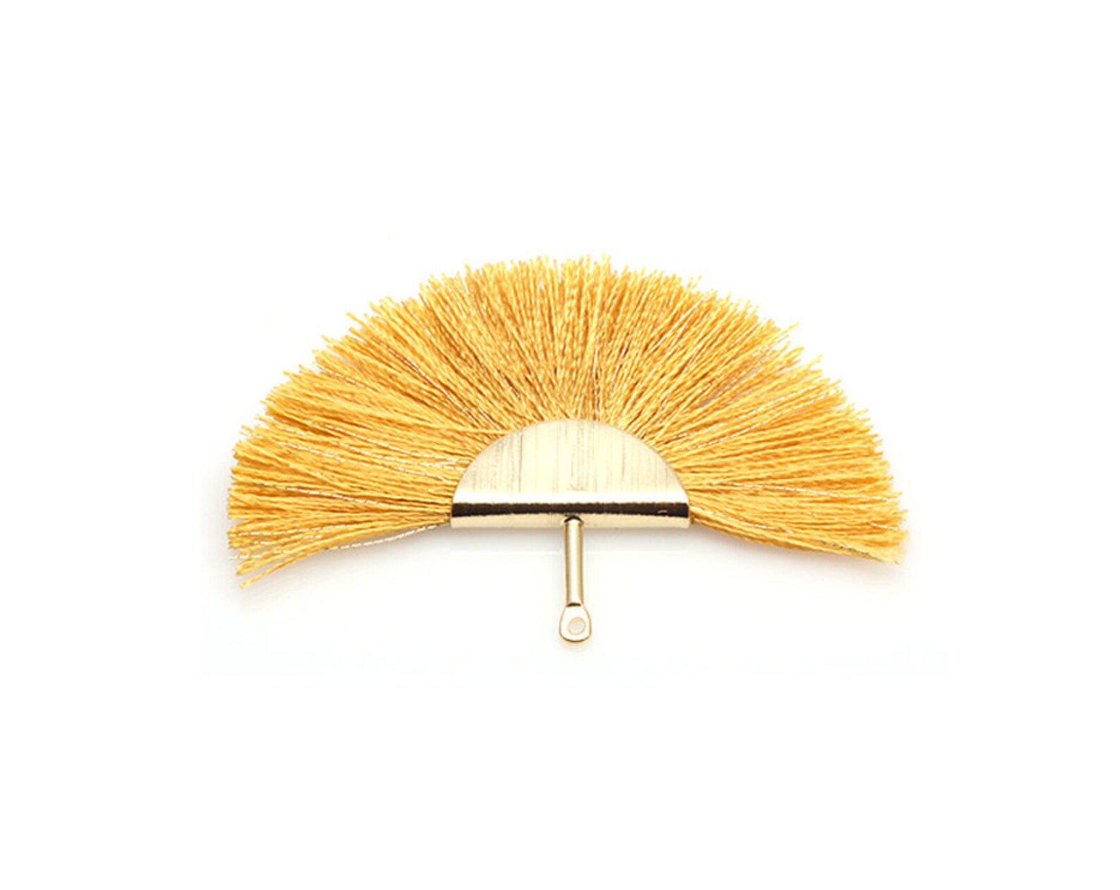 2pcs - Semicircle Yellow Thread Tassel With Gold Cap / 35mm X 50mm ...