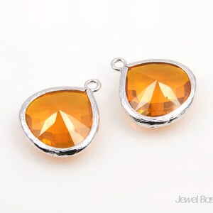 2pcs - Honeystone Color and Polished Silver Framed Glass Pendent ...