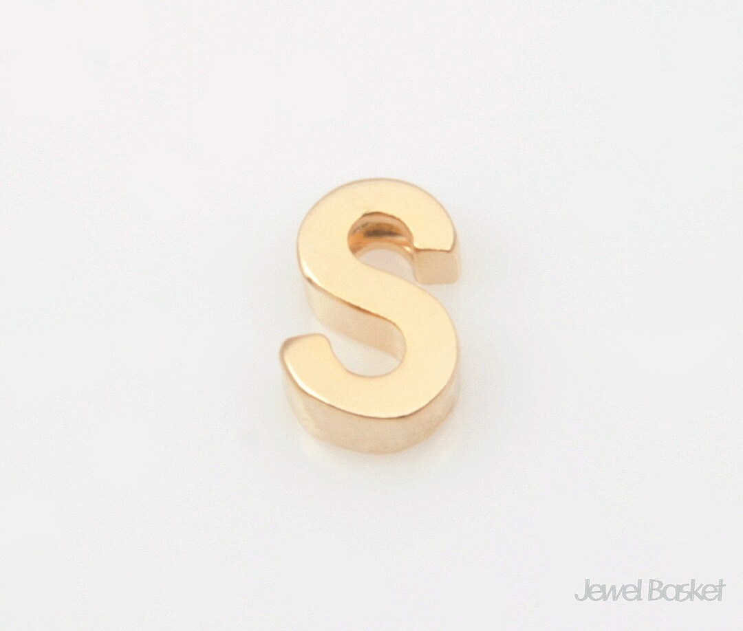 Brass Beads Matte Gold Upper Case Alphabet Capital Letter - S (2pcs ...
