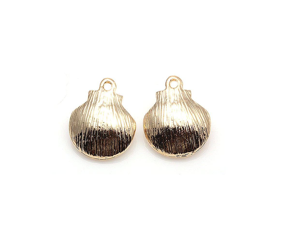 4pcs - Pearl in the Shell Polish Gold / 16k Gold Plated / Sea Shell ...