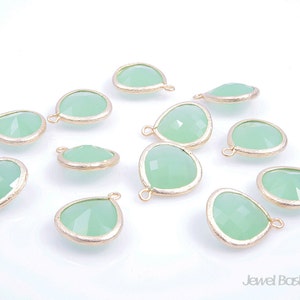 2pcs - Light Mint Color and Matte Gold Framed Glass Pendent / Light ...