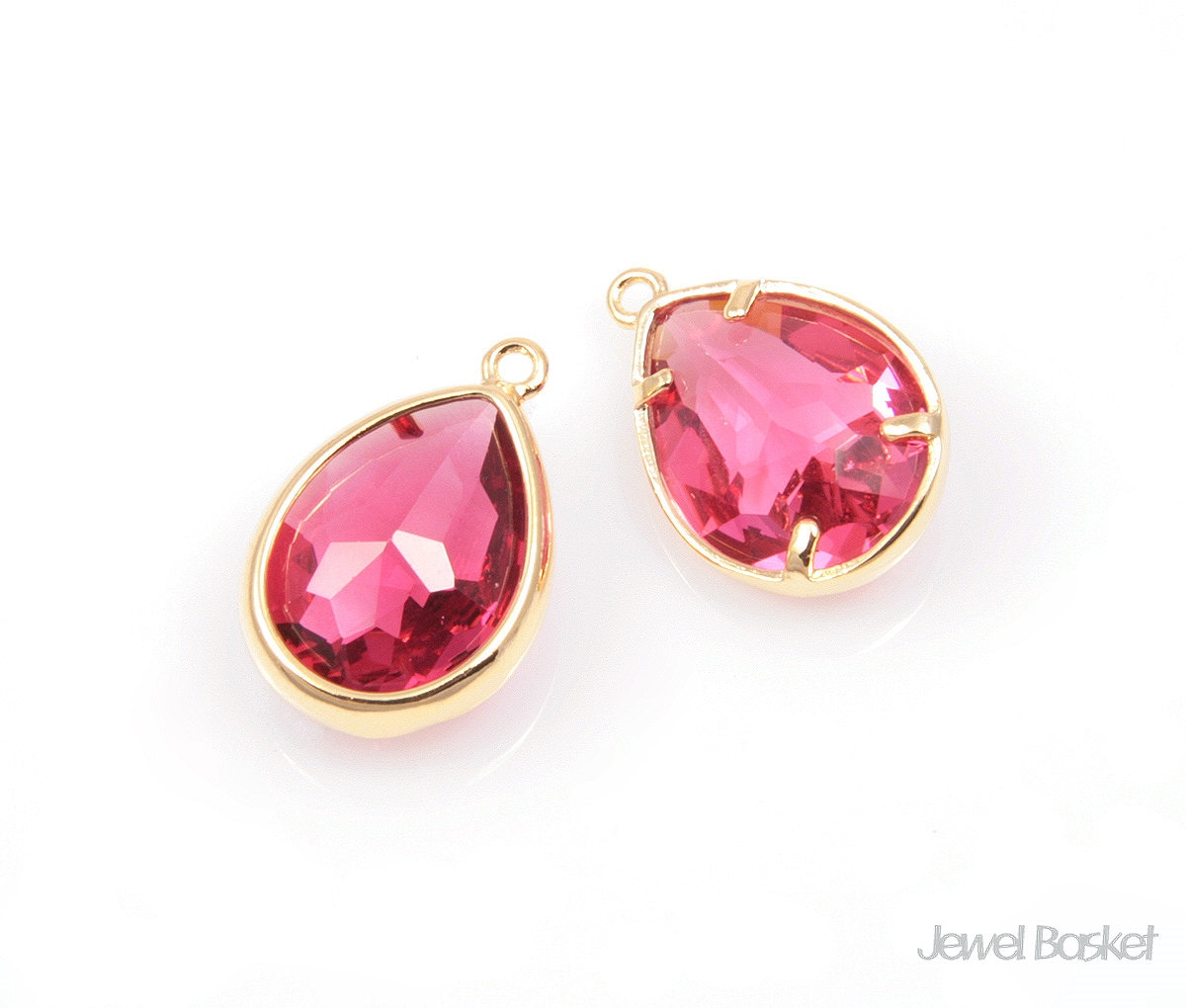 Ruby Color Glass and Gold Framed Teardrop Pendent / 10.5mm X - Etsy