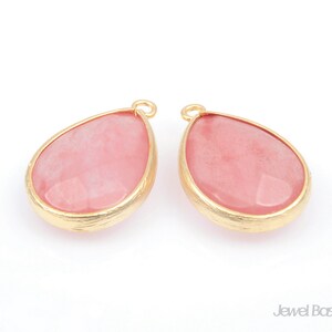 2pcs - Grapefruit Color and Gold Framed Stone Teardrop Pendent / Red ...