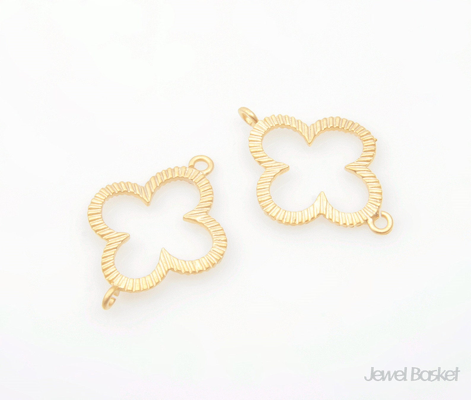 Clover Connector in Matte Gold 2pcs Clover Jewelry Connector - Etsy