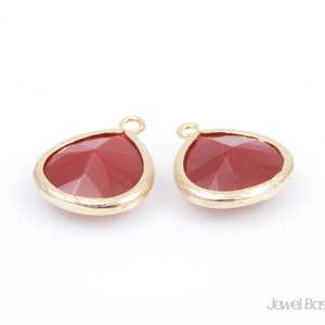 2pcs - Jet Nut Red Color and Gold Framed Glass Pendent / Jet Nut / Red ...