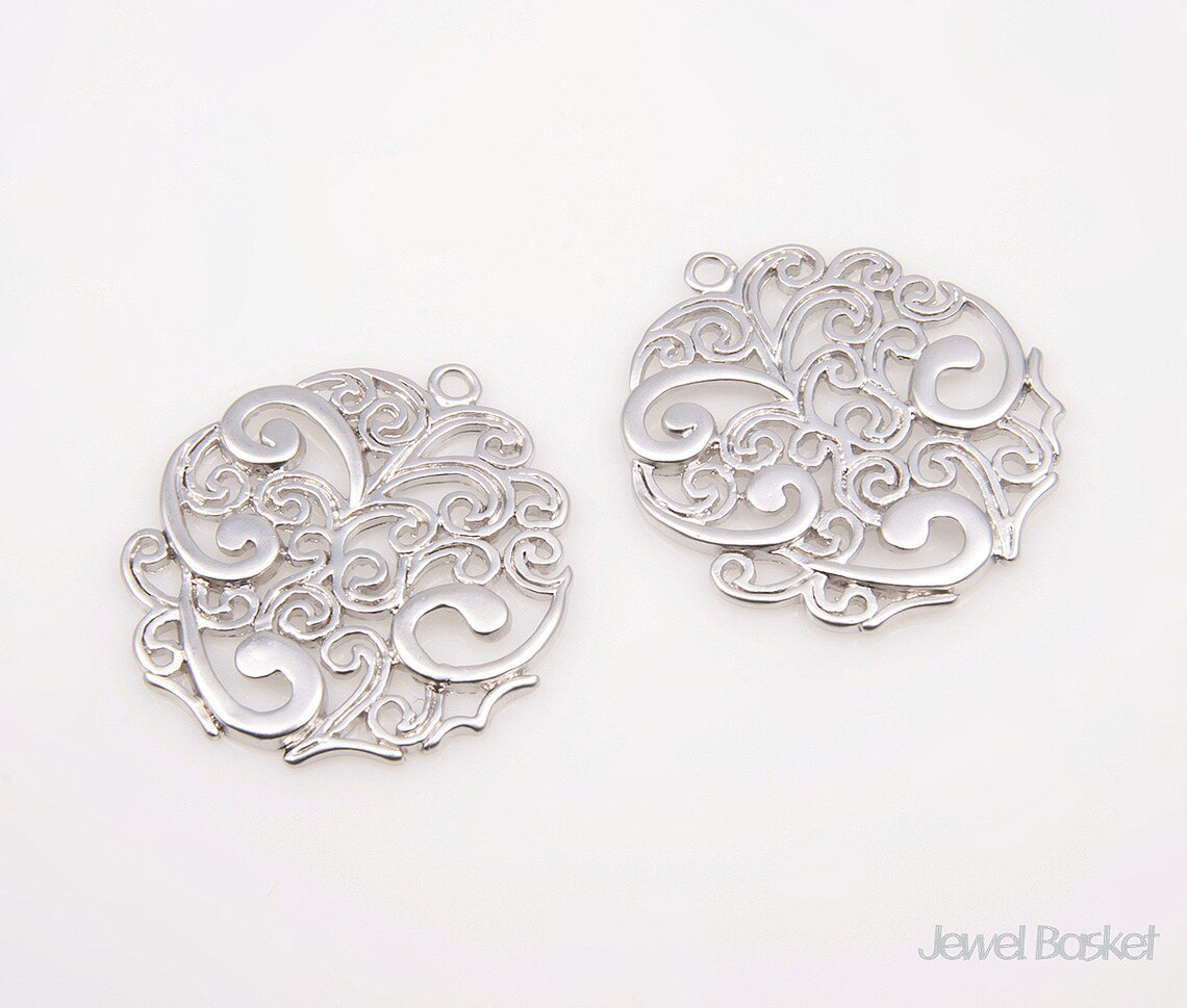 Ancient Pattern Circle Pendant in Matte Rhodium / 25mm / | Etsy