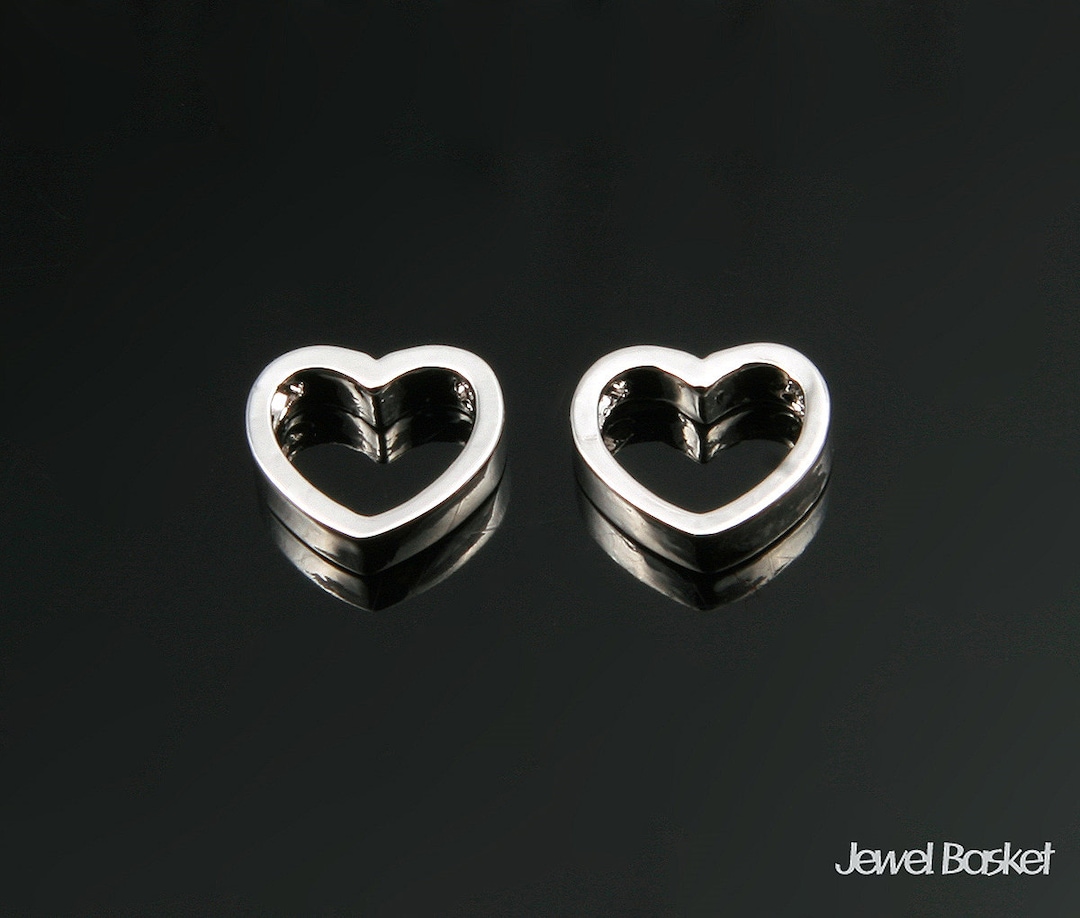 Heart Outline Charm in Rhodium / 8.3mm X 7.3mm / BS295-P (2pcs) - Etsy