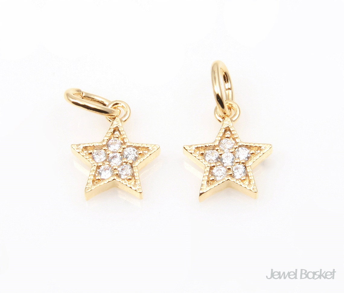 Cubic Star Beads in Gold / 9.0mm X 8.0mm / CG049-P 2pcs | Etsy