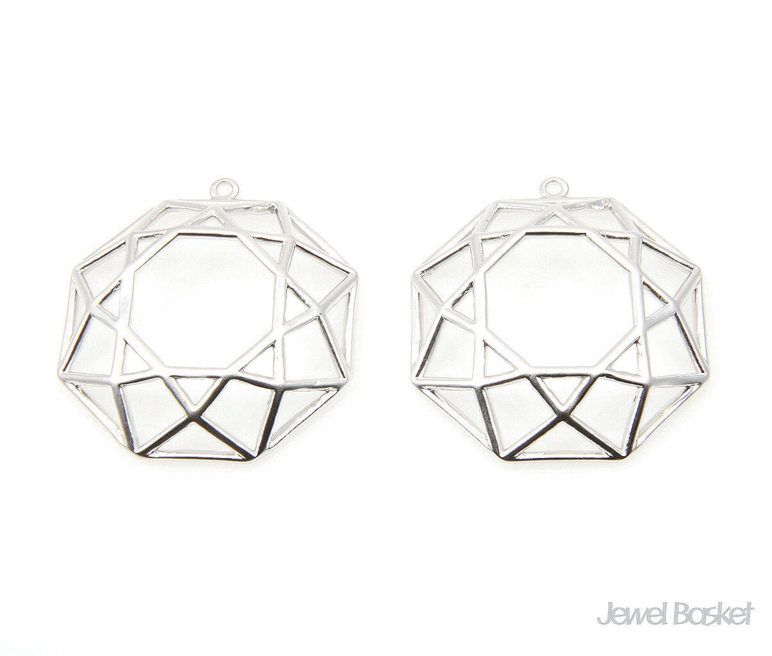 Octagon Pendant in Matte Rhodium / 24.0mm X 27.0mm / BMS358-P - Etsy