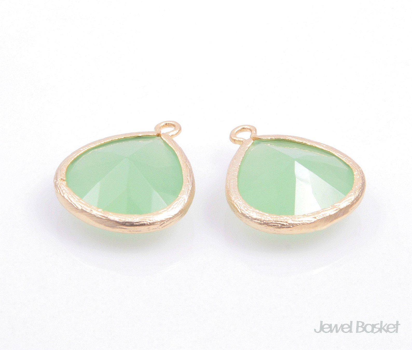 2pcs - Light Mint Color and Matte Gold Framed Glass Pendent / Light ...