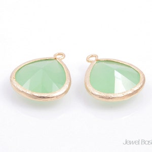 2pcs - Light Mint Color and Matte Gold Framed Glass Pendent / Light ...