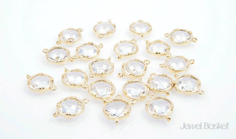 2pcs Crystal Color and Gold Framed Round Connector / Crystal - Etsy