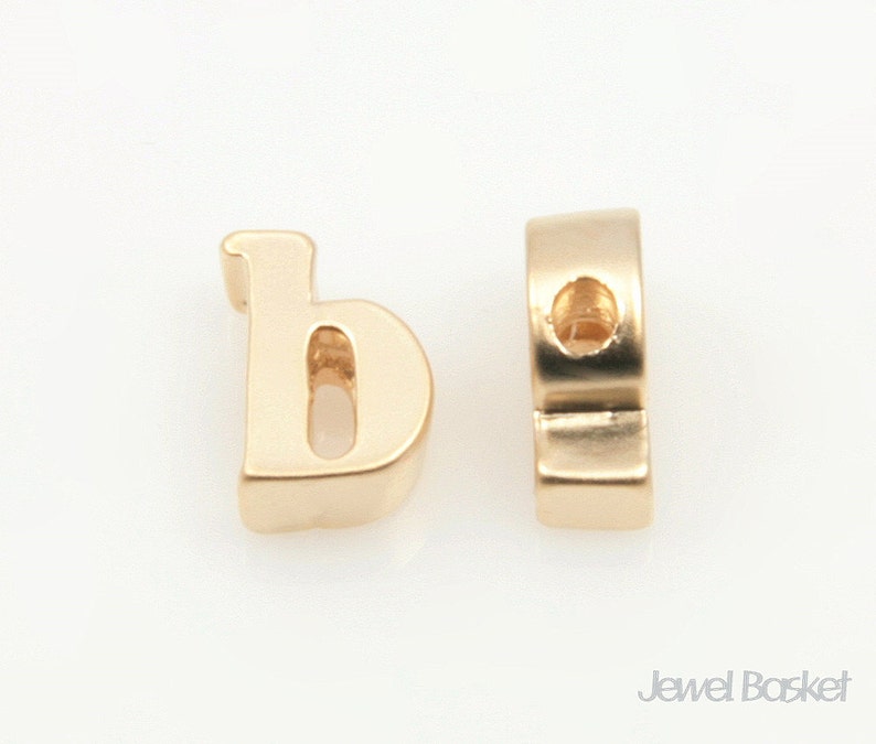 2pcs - Matte Gold Lower Case Alphabet B / Initial / Tiny Pendant / 16k ...