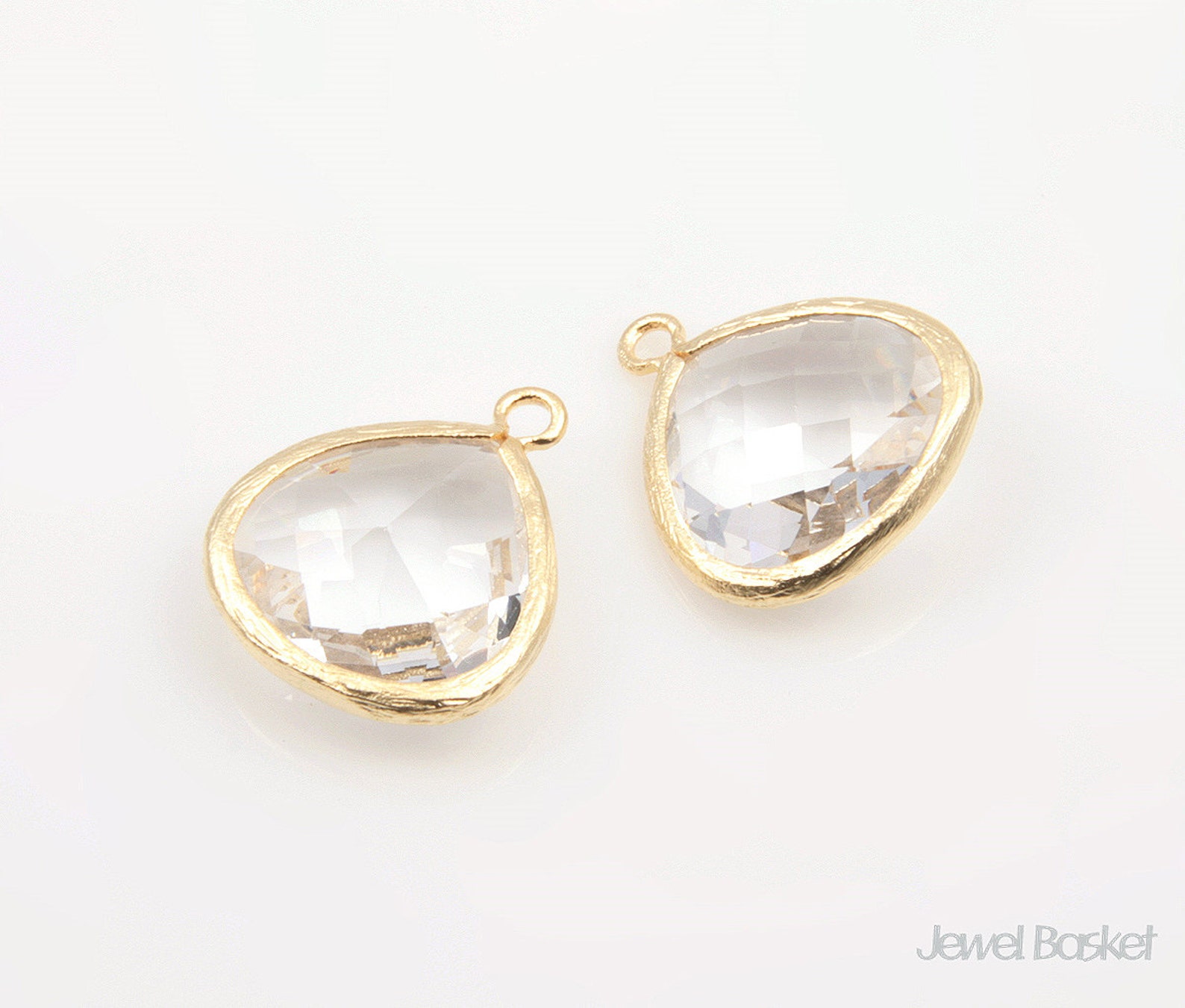 2pcs - Crystal Color and Matte Gold Framed Glass Pendent / Clear ...