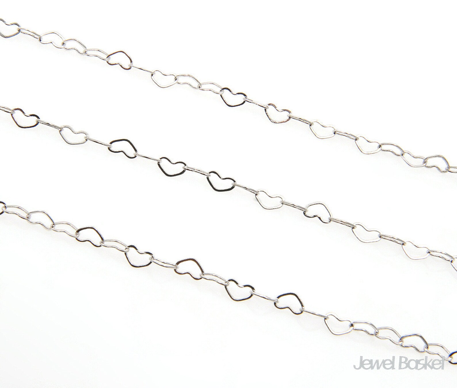Heart Design Chain in Rhodium HL-1SF / 3.0mm / 100 Meters | Etsy